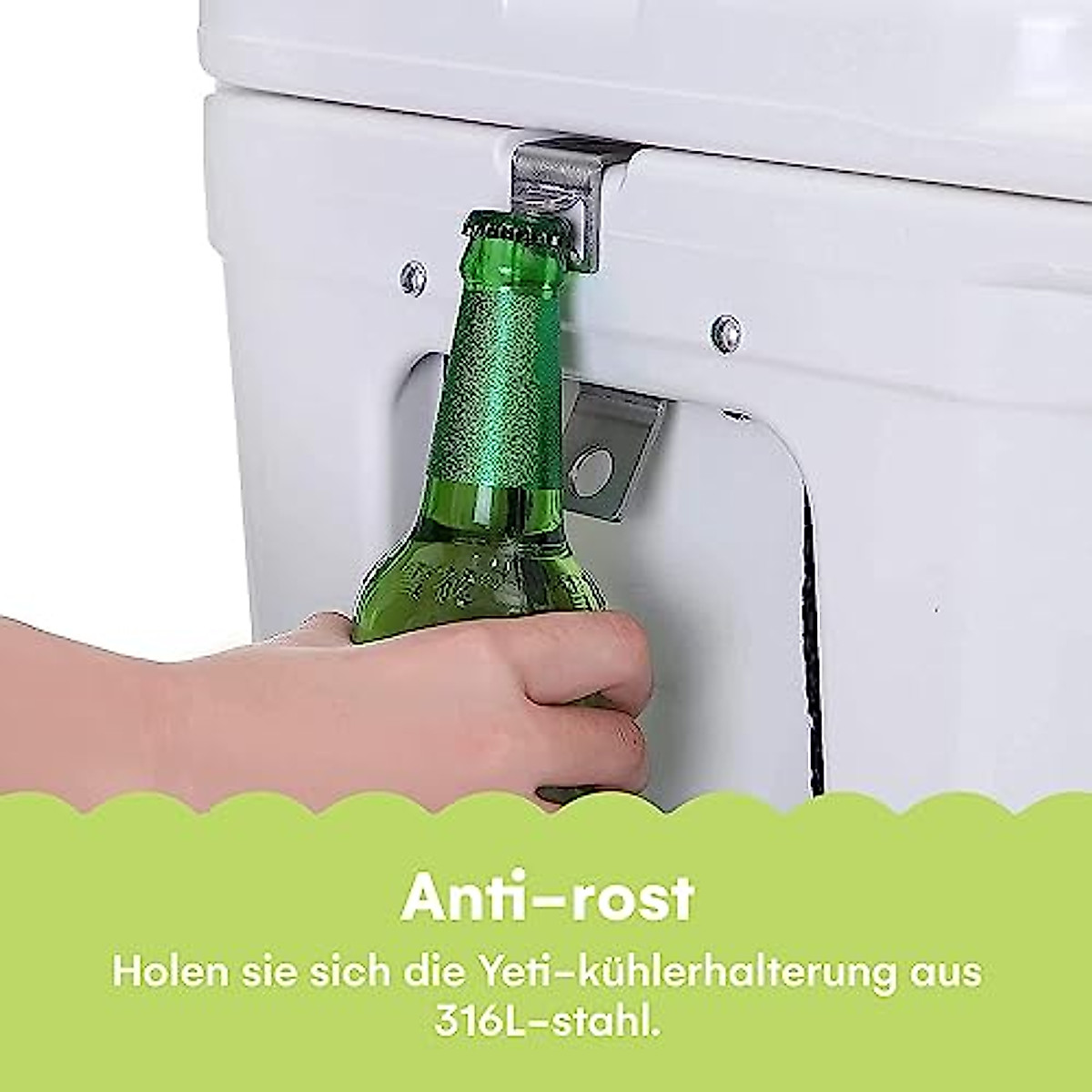 Noa Store Cooler Lock Bracket with Bottle Opener Compatible with Yeti/RTIC Coolers, Made of Highest Grade Stainless Steel (316L) (Silver)