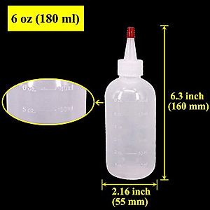 Belinlen 20 Pack 6-Ounce Plastic Squeeze Bottles with 20pcs Red Tip Caps and Measurement - Good for Crafts, Art, Glue, Multi Purpose Set of 20 with Extra 6 Red Cap 36 Chalk Labels and 1 Pen