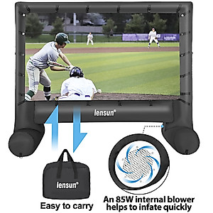 Pro 14 Feet Inflatable Outdoor Movie Projector Screen, Outdoor Blow Projection Screen Mega Projector Screen for Front and Rear Projection - Includes Inflation Fan, Base Stakes, Tie-Downs & Storage Bag