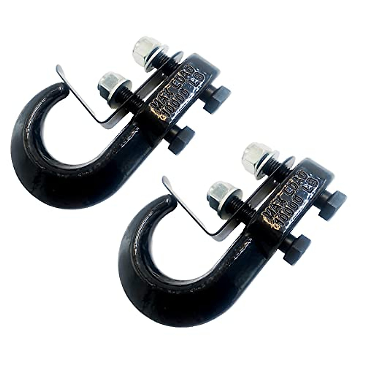 HOUERT Tow Hook Universal Recovery Steel Safety Latch J Hooks Towing Heavy Duty Tow Hook Apply to Suvs Motorbike Traction10,000 lbs Capacity Black (2 Pack)