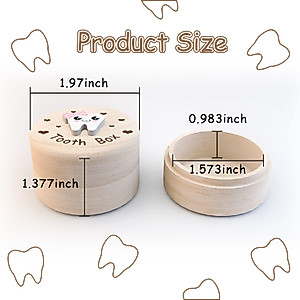Azbuk Tooth Box for Girls, Heart Carved Wooden Box with 3D Tooth, Stores Lost Teeth for Kids, Easy to Carry, Souvenir Dropped Tooth Keepsake Storage Box Gift for Little Girl（P-bowtie-T）