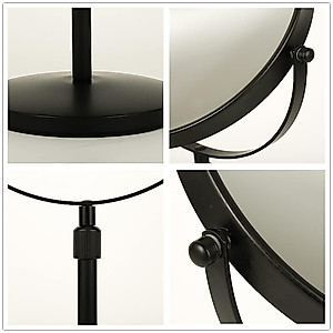 HIHIA Height Adjustable Makeup Mirror 8 Inch Double-Sided 7X Magnification, Black Magnifying Makeup Mirror Round Tabletop Mirror Tall, Countertop Standing Cosmetics Black Finish