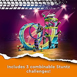 LEGO City Stuntz Ultimate Stunt Riders Challenge 60361, 3in1 Stunts for 1 or 2 Player Action, with 2 Flywheel-Powered Toy Motorcycles for Kids, 2023 Set