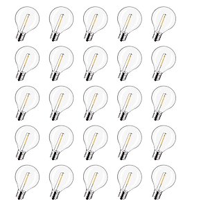KGC Plastic C7/G40 Replacement LED Light Bulbs - 0.6W Equivalent to 7W Incandescent Bulbs 2700K, E12 Screw Base Shatterproof & Waterproof LED Globe Light Bulbs for Outdoor String Lights (25 Pack)