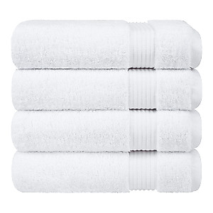 Cotton Paradise Bath Towels for Bathroom, 100% Cotton 4 Piece Turkish Bath Towel Set, Soft Plush Bath Towels Clearance Bathroom Set, White Bath Towels