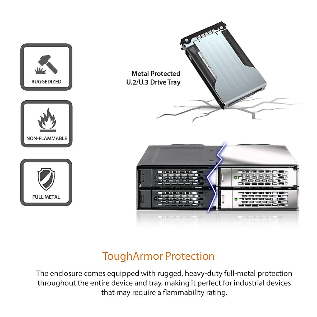 ICY DOCK 4 x 2.5 NVMe U.2/U.3 SSD PCIe 4.0 Mobile Rack for 5.25" Bay with OCuLink | ToughArmor MB699VP-B V3