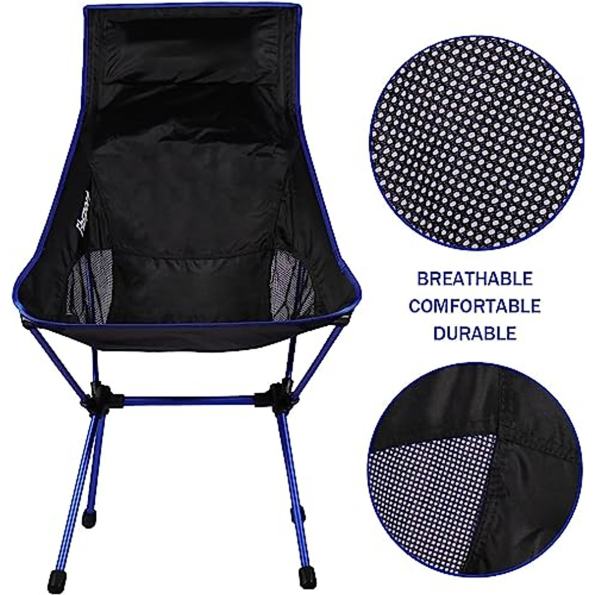 FBSPORT 2 Pack Portable Camping Chairs Long Back Lightweight Backpacking Chair Compact & Heavy Duty for Camp, Backpack, Hiking, Beach, Picnic, with Carry Bag