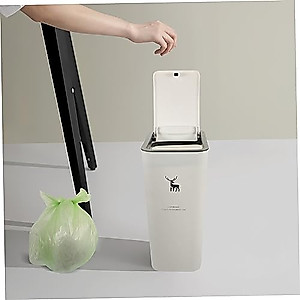 KITANDOVE Bathroom Press Trash Can Kitchen Slim Waste Basket Garbage Bin Bedroom Trash Container Push Lid Waste Bin for Home Office