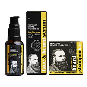 Professor Fuzzworthy's Beard Shampoo & Face & Beard Oil Serum Kit for All Hair Types | Best Gift Set for Men | 100% Natural Essential Oils & Ingredients | Zero Waste Sulfate Paraben Plastic Free