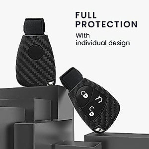 kwmobile Silicone Key Fob Cover Compatible with Mercedes-Benz 2-3 Button Car Key - Carbon Black