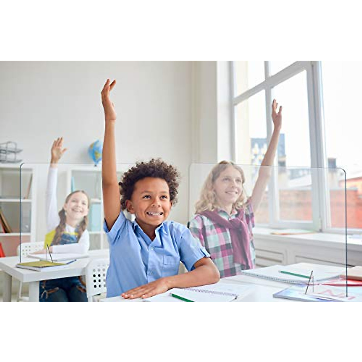 VARWANEO No Opening Sneeze Guard Panel for Counter and Desk, No Cutout Protective Plexiglass Shield, No Hole for Business, Office, School (24" W x 24" H)