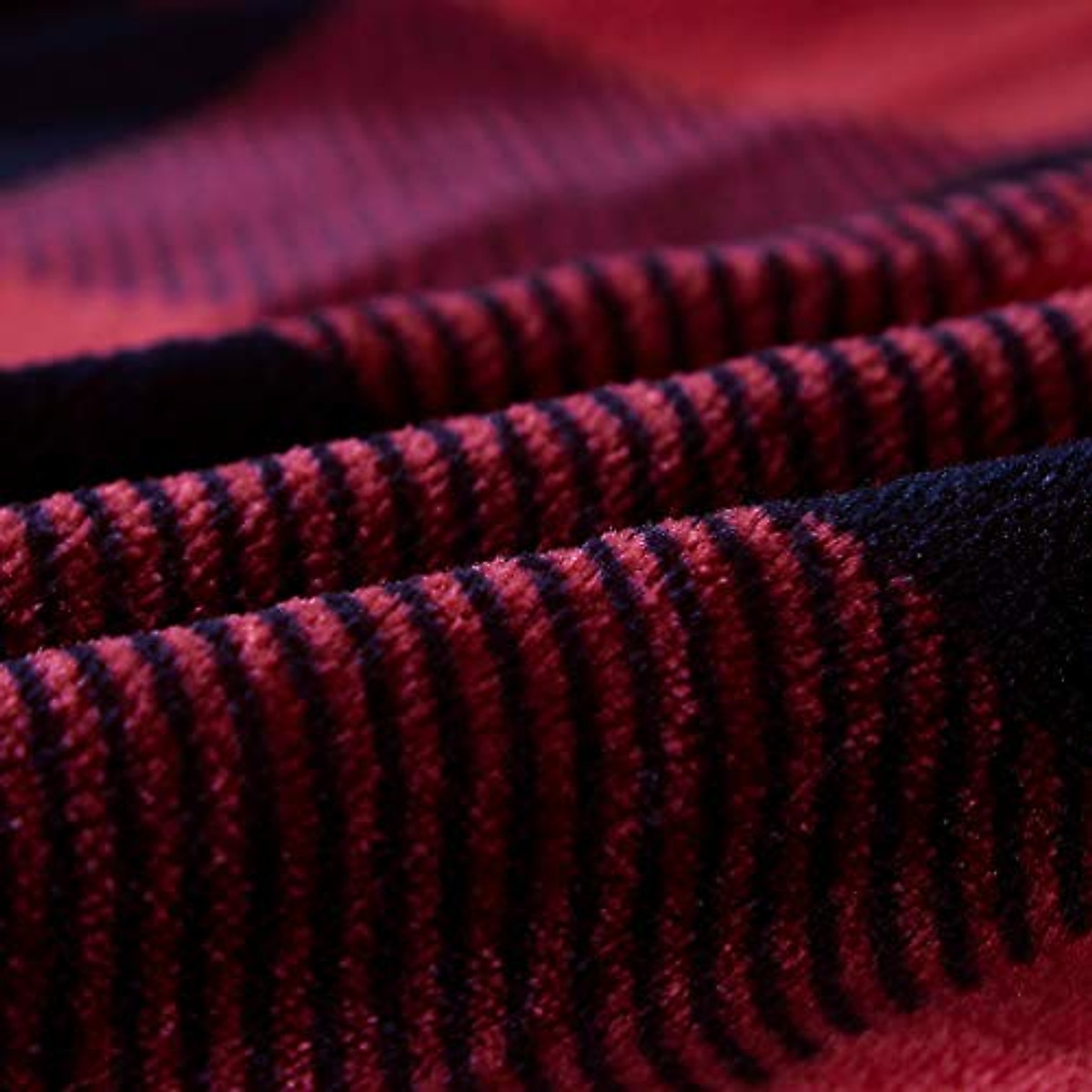 Red Plaid Throw Blanket, Black Checkered Throw Blanket 60×80 Inches, All Season Microfiber Velvet Super Luxury Lightweight Warm Soft Cozy Blanket for Bed, Couch, Car