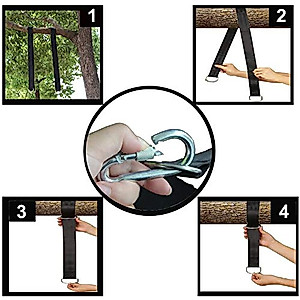 The Tree Swing Hanging Kit Holds 2100lbs, Easy & Fast Swing Hanger Installation to Tree- 4 Strap & Snap Carabiner Hook, Perfect for Swings, Hammocks & Anything Else - 100% Weather/Waterproof (4pcs)