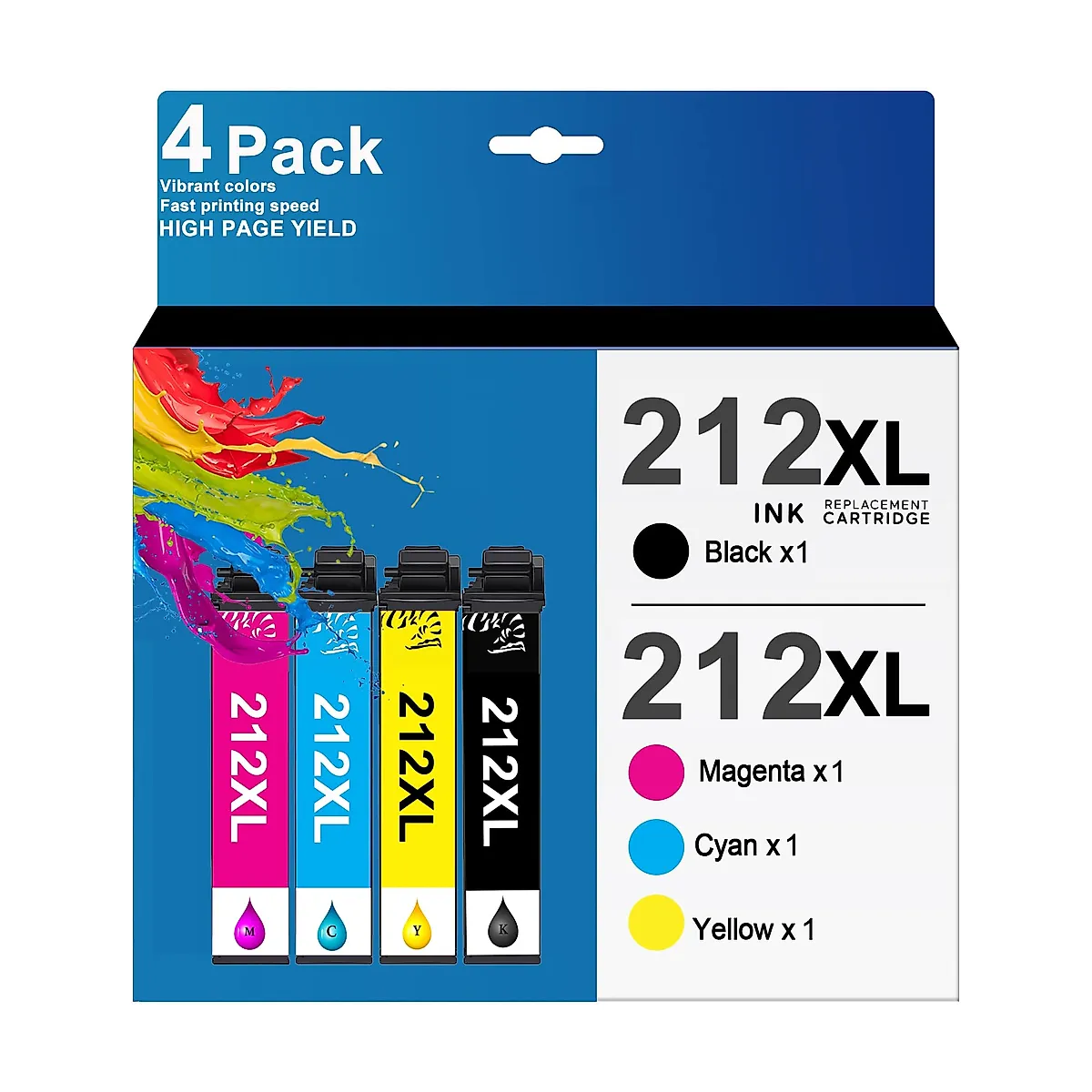 CHOUINKR 212 212XL Ink Cartridges High Yield Remanufactured Replacement for Epson 212 212XL T212XL T212 Ink Cartridge with XP-4100 XP-4105 WF-2830 WF-2850 Printer(Black,Cyan,Magenta,Yellow) 4 Pack