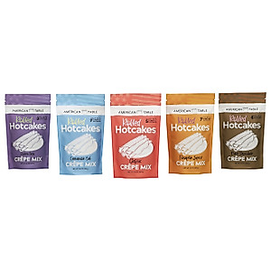 Classic Rolled Hotcakes Crepe Mix by American Table, Made with American-Grown Organic Wheat Flour & Pure Vanilla, French-Style, Non-GMO, Low Sugar, No Preservatives, Quick Prep, Makes 72 Crepes (14 oz, Pack of 3)