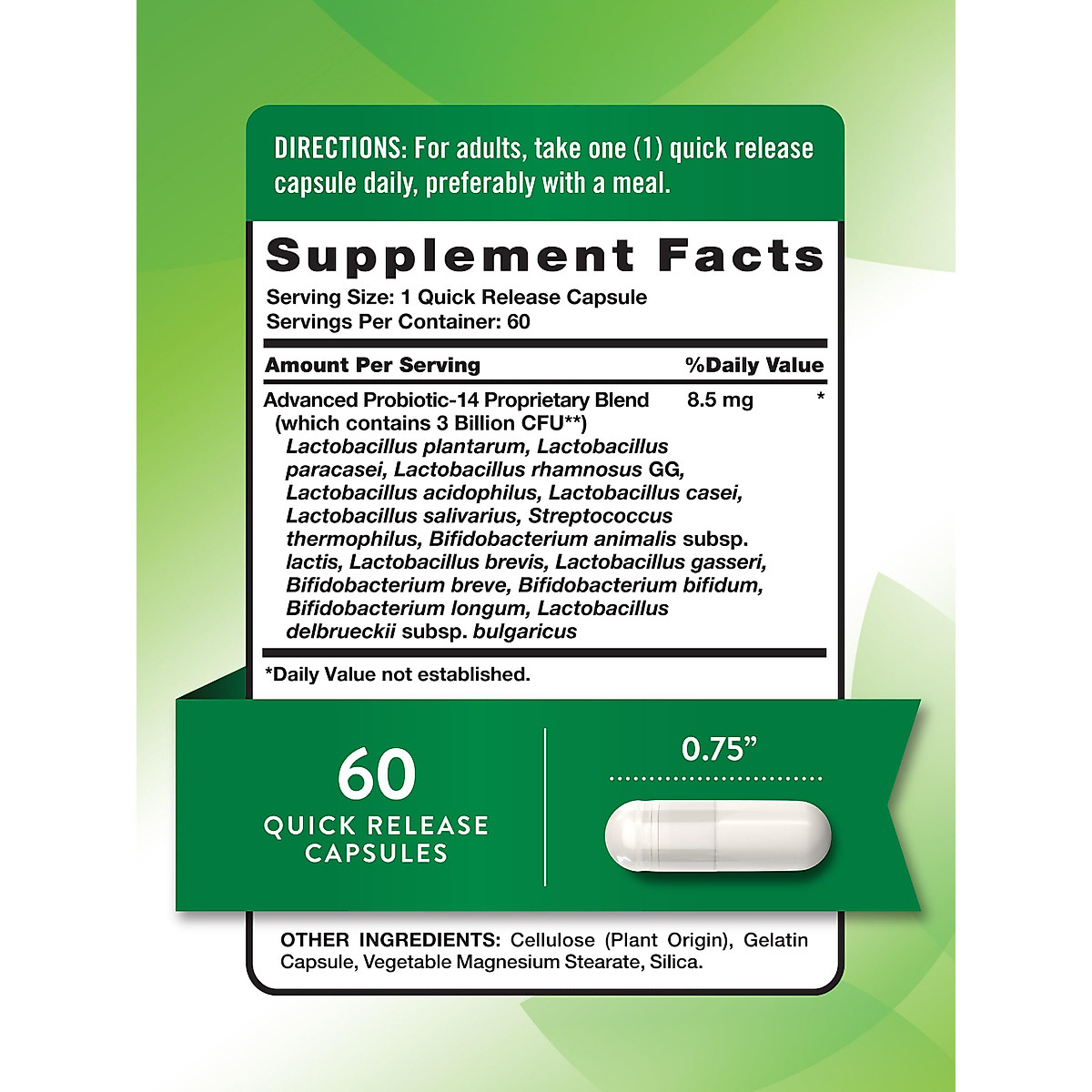 Probiotics for Men and Women | 3 Billion CFU | 60 Capsules | 14 Strains | Non-GMO & Gluten Free | by Nature's Truth