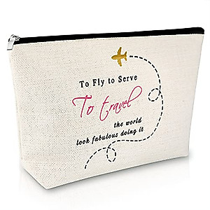 Flight Attendant Gift for Women Makeup Bag Pilot Gift Aviation Graduation Gift Flight School Gift for Student Cosmetic Bag Birthday Retirement Gift Appreciation Christmas Gift Travel Cosmetic Pouch