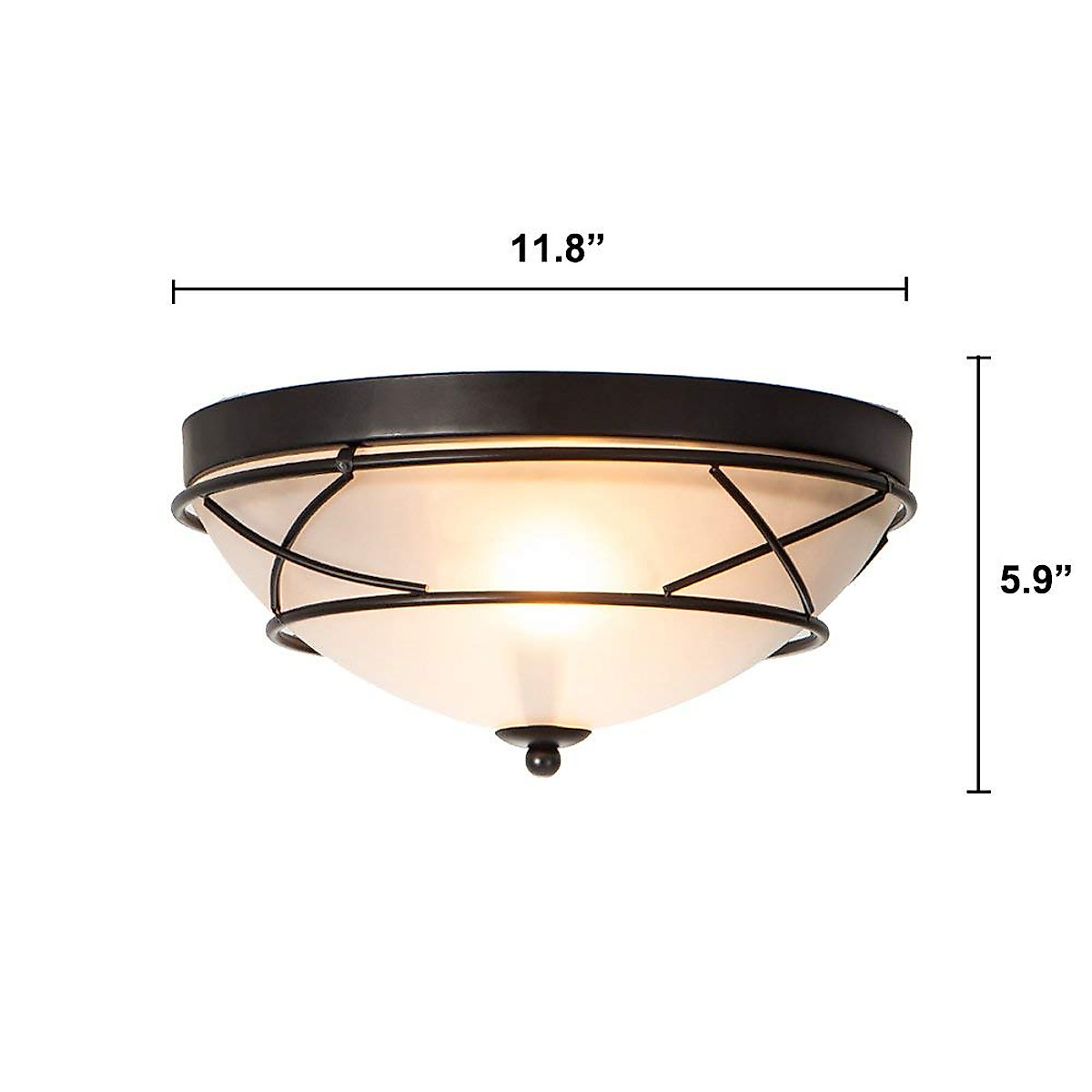 LOCLGPM Black Classic Dome Ceiling Light Flush Mount,2-Light Bronze Lighting Fixtures Frosted Glass Farmhouse Ceiling Lamp for Living Room Kitchen Bedroom Hallway Entryway Staircase Indoor/Outdoor