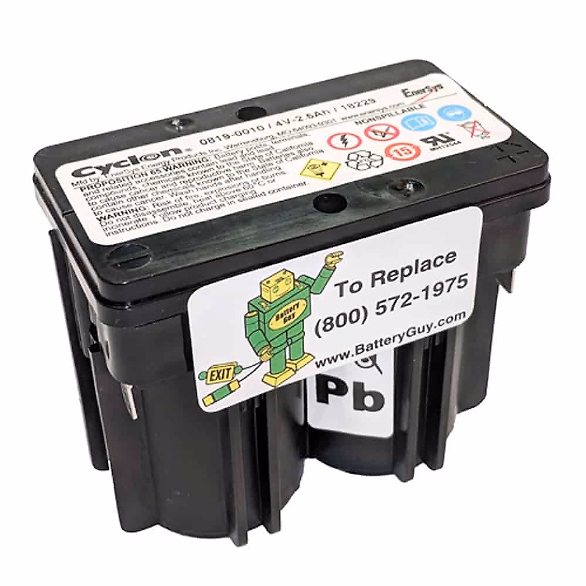 Hawker/Cyclon/Enersys 0819-0010 Battery | 4v 2.5Ah Emergency Light...