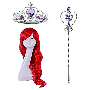 Joy Join Little Girls Princess Mermaid Costume for Girls Dress Up Party with Wig,Crown, Mace 4-5 Years