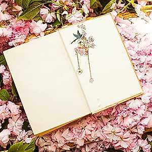 Pemilosci Bookmarks Flower Pendant in Gift Box Mothers Teachers Friends Birthday Christmas Retirement Cute Gifts for Teacher Friends Coworkers Friend Reader Book Lovers Women (Cherry Blossom)