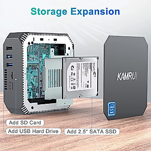 KAMRUI Mini PC,Windows 10 pro 8GB RAM 256GB SSD Micro Desktop Computers, Supports 4K HD Dual Screen/2.4G +5G WiFi/Gigabit Ethernet/BT 4.2 Small Form Factor Computer For Office/Remote Work/Home Theater