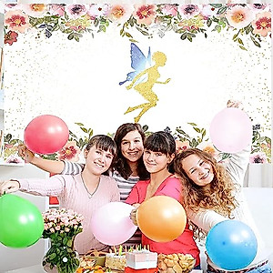 Floral Fairy Butterfly Photography Backdrops Girl Princess Wonderland Photo Background Spring Pink Gold Flower Princess Decor Happy Birthday Party Banner Baby Shower 71x44 inch Polyester Fabric