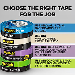 Scotch Contractor Grade Masking Tape, 0.94 inches by 60.1 yards (360 yards total), 2020, 6 Rolls