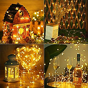 Brizled Solar Fairy Lights, 2 Pack Each 66ft 200 LED Super Bright Solar String Lights Waterproof, 8 Modes Outdoor Solar Twinkle Lights, Solar Powered Garden Lights String for Indoor Outside Warm White