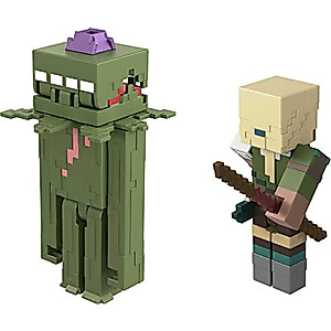 Mattel ​​Minecraft Craft-a-Block 2-Pk, Action Figures & Toys to Create, Explore and Survive, Authentic Pixelated Designs, Collectible Gifts for Kids Age 6 Years and Older