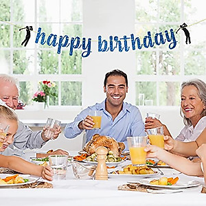 Royal Blue Golf Happy Birthday Banner - Golf Themed Birthday Party Decorations, Golf Birthday Decor for Men / Boys, Dad Happy Birthday Banner