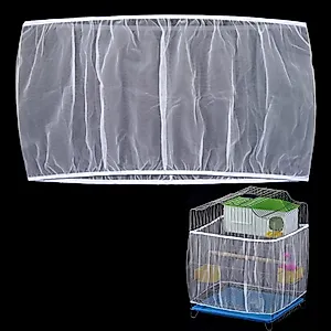 Chihutown Bird Cage Seed Catcher Skirt, Bird Cage Mesh Net Cover, Parakeet Cage Skirt, Bird Cage Cover Seed Catcher for Round Square Cages (White)