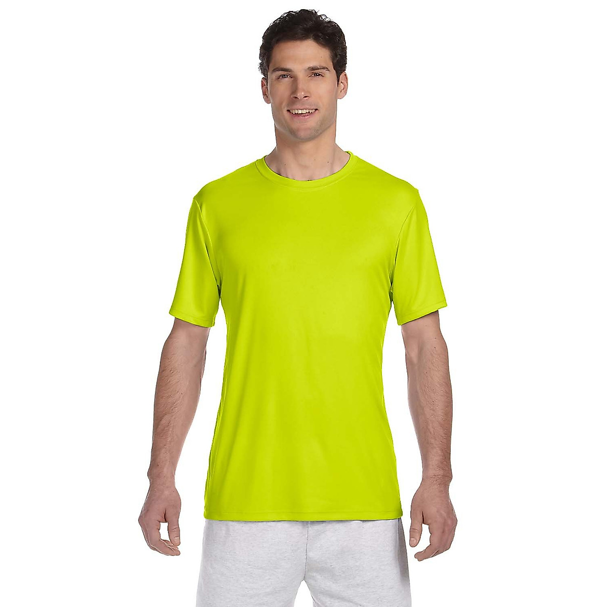 Hanes 4 oz. Cool Dri T-Shirt, Large, SAFETY GREEN