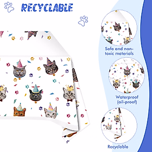 Cat birthday party supplies Kitty Party Supplies Kit Includes Cat Party Banner Plates, Napkins,Tablecloth,Cake Toppers, Balloons,Hanging Swirl for Kids Girls