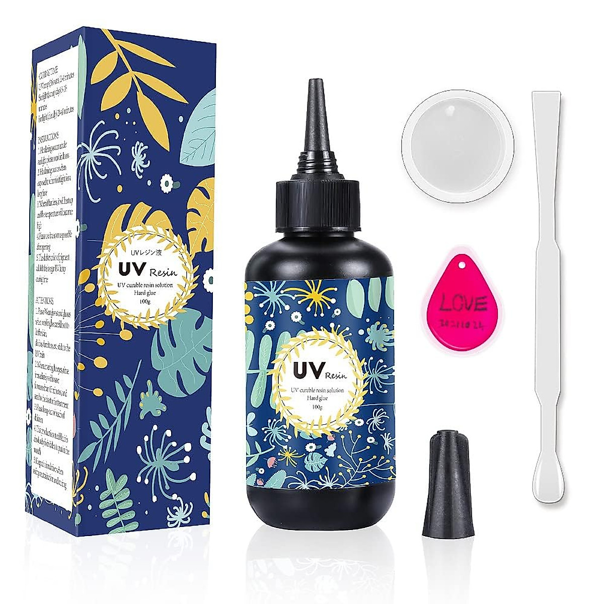 Crystal Clear Hard UV Resin Upgraded Formula Ultraviolet Fast Curing Resin for Jewelry Making Craft Decoration, Hard Transparent Glue Solar Cure Sunlight Activated Resin (100g)