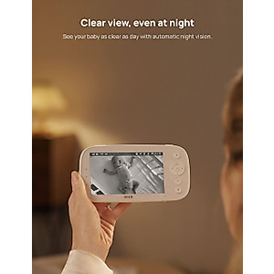 Dreo Baby Monitor, 5 Inches 720P HD Split Screen Video Baby Monitor with Camera and Audio, Infrared Night Vision, 2-Way Talk, Remote PTZ, 1000ft Range, 5000mAh Rechargeable Battery with VOX Mode