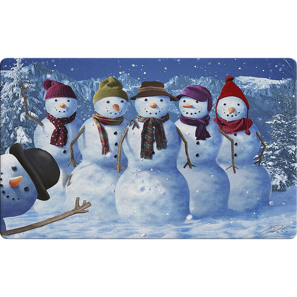 Toland Home Garden 800302 Snowman Photobomb Winter Door Mat 18x30 Inch Outdoor Doormat for Entryway Indoor Entrance