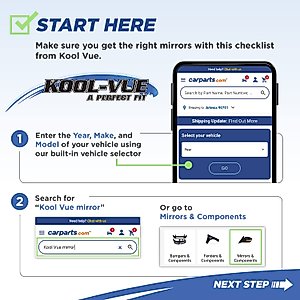 Kool Vue Driver & Passenger Side Power Heated Mirrors for Jeep Grand Cherokee 2014-2021 Power Fold With Signal Light; Without Blind Spot, Memory & Puddle Lamp Paintable