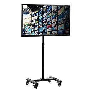 VIVO Mobile TV Cart for 13 to 50 inch Screens up to 44 lbs, LCD LED OLED 4K Smart Flat and Curved Monitor Panels, Rolling Stand, Locking Wheels, Max VESA 200x200, Black, STAND-TV07W
