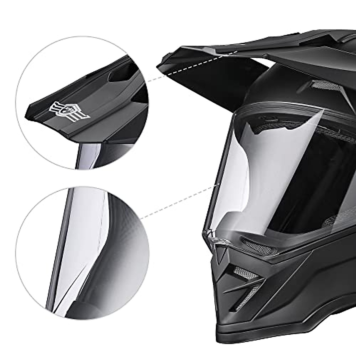 AHR Full Face Dual Sport Motorcycle Helmet Dirt Bike Off Road ATV Motocross Lightweight Helmet DOT Approved H-VEN35 (X-Large,Matte Black)
