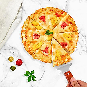 MBBITL 10x Pie Server Cake Holder Transfer Triangular Spade Spatula for Pizza Cake Baking Wood Wooden Handle Shovel Stainless Steel