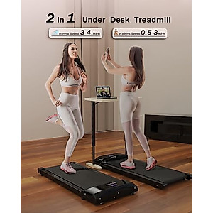 Under Desk Treadmill Walking Pad 2 in 1 for Walking Running Jogging Desk Treadmill for Home Office Exercise