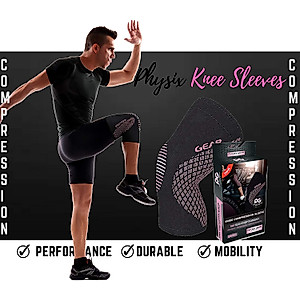 PHYSIX GEAR Knee Support Brace - Premium Recovery & Compression Sleeve for Meniscus Tear, ACL, MCL Running & Arthritis - Best Neoprene Stabilizer Wrap for Crossfit, Squats & Workouts (Single Pink L)