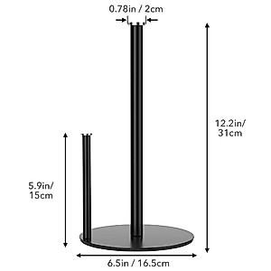 Black Paper Towel Holder Countertop - Free Standing Paper Towel Holder Stand for Kitchen Rolls, Non Slip Paper Towel Roll Holder, Modern Kitchen Countertop Organizer Fits Most Size Paper Roll
