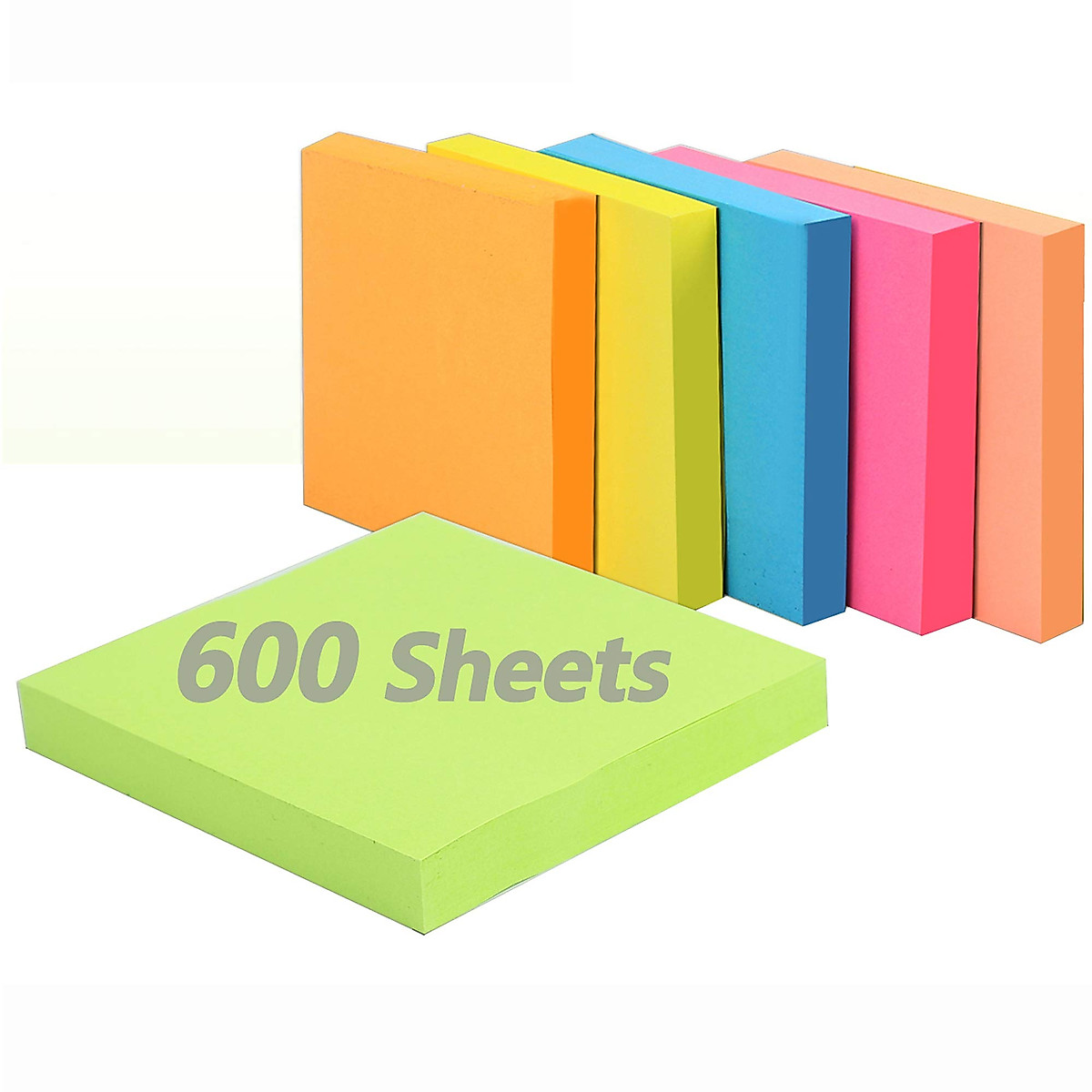 Teskyer 600 Sheets Sticky Notes, 3x3 Inch, 6 Pads Strong Adhesive Self-Stick Notes, 6 Bright Colors, 100 Sheets/Pad