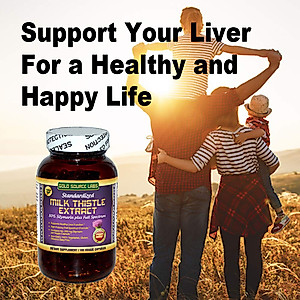 Organic Milk Thistle Capsules, 180 Caps, Pure Milk Thistle Powder Plus 80% Silymarin Extract Standardized Complex, 450 mg, Natural Liver Health Supplement, Immune Boost, Detox and Cleanse