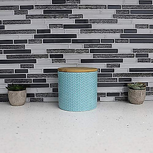 Home Basics Small Wave Design Kitchen Canister (Turquoise) Modern Canister Sets For Kitchen Counter | With Bamboo Lid | Perfect For Storing Dry Food, Baking Staples, Snacks, and More