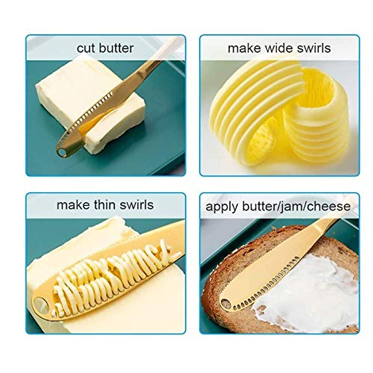 LIUSM Stainless Steel 3 in 1 Butter Spreader，Spreader Knife-Kitchen Gadgets (Gold)