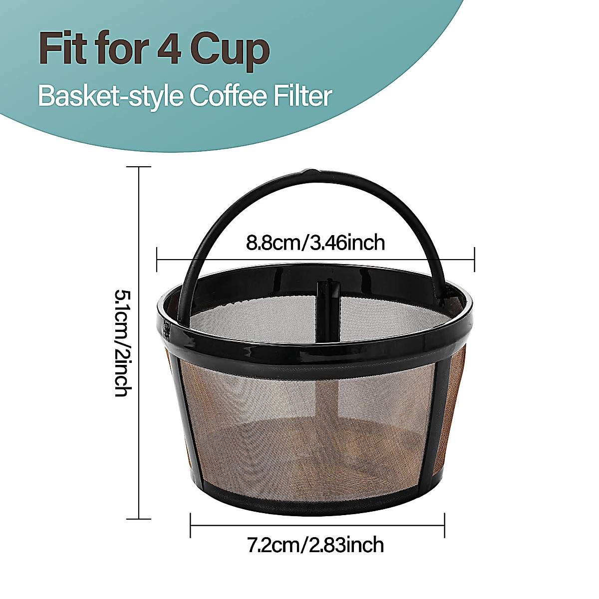 Prasacco Reusable Coffee Filter, 4 Cup Basket Coffee Filters Replacement Coffee Filter Permanent Filter Coffee Replacment Coffee Filter for Mr. Coffee Coffee Makers and Brewers (1 PC)
