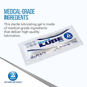Dynarex DynaLube Lubricating Jelly, Water Soluble and Sterile Lubricant Jelly, Used for Body Orifices, Hinged Instruments and Medical Devices, 1 Box of 144 DynaLube Packets, 2.7g